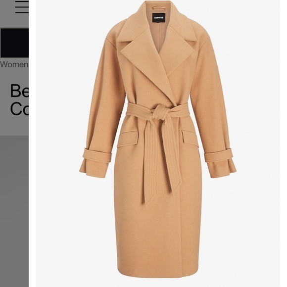Express | Jackets & Coats | Belted Wrap Front Faux Wool Coat Express ...